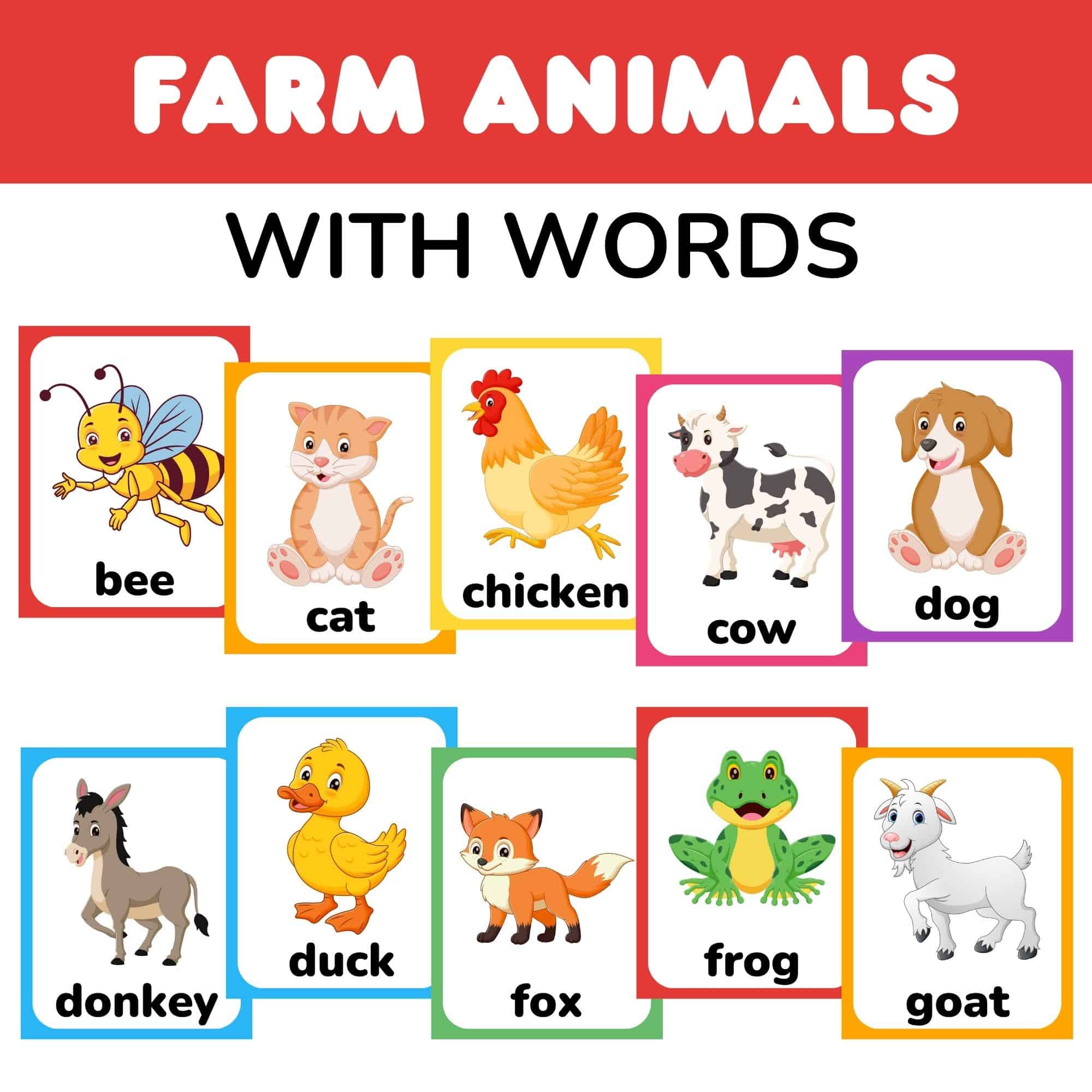Free Forest Animal Flashcards with Words PDF