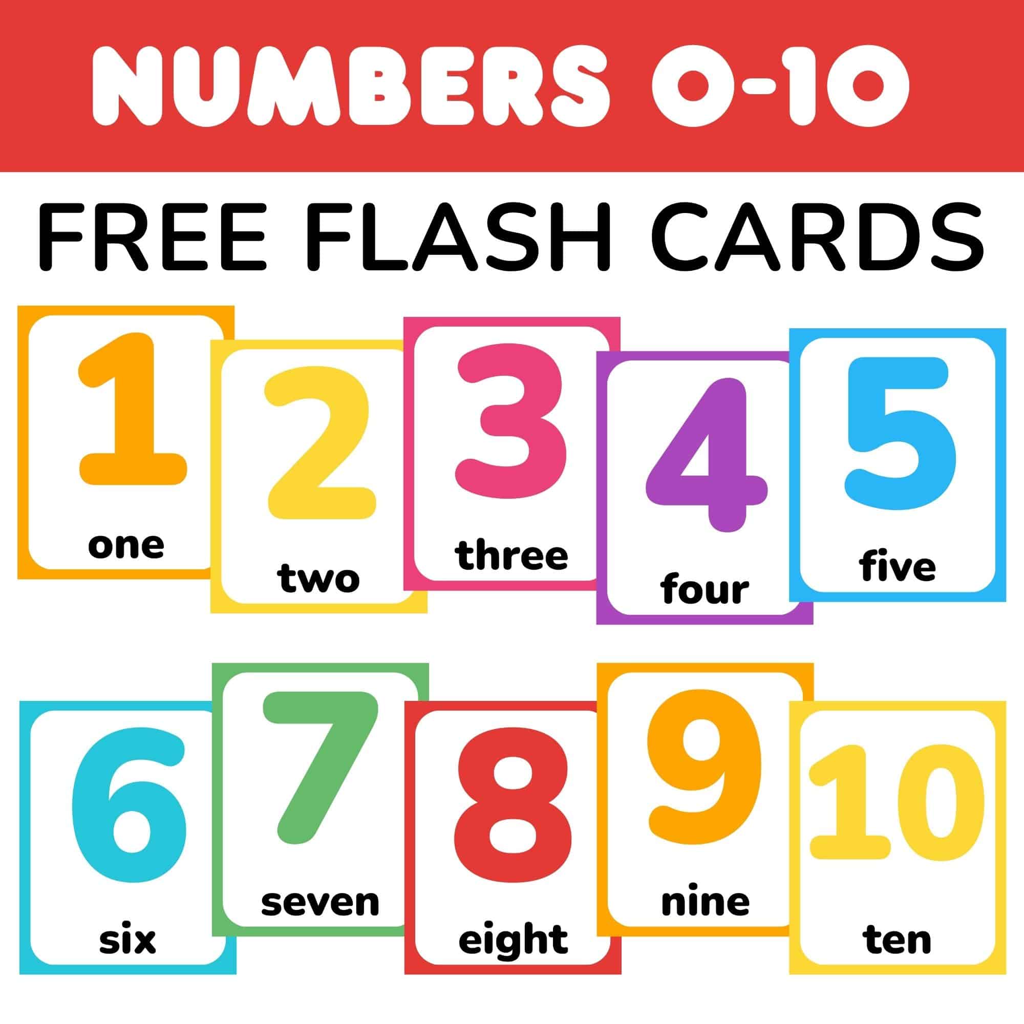 Free Printable Number Flashcards 0–10 with Words