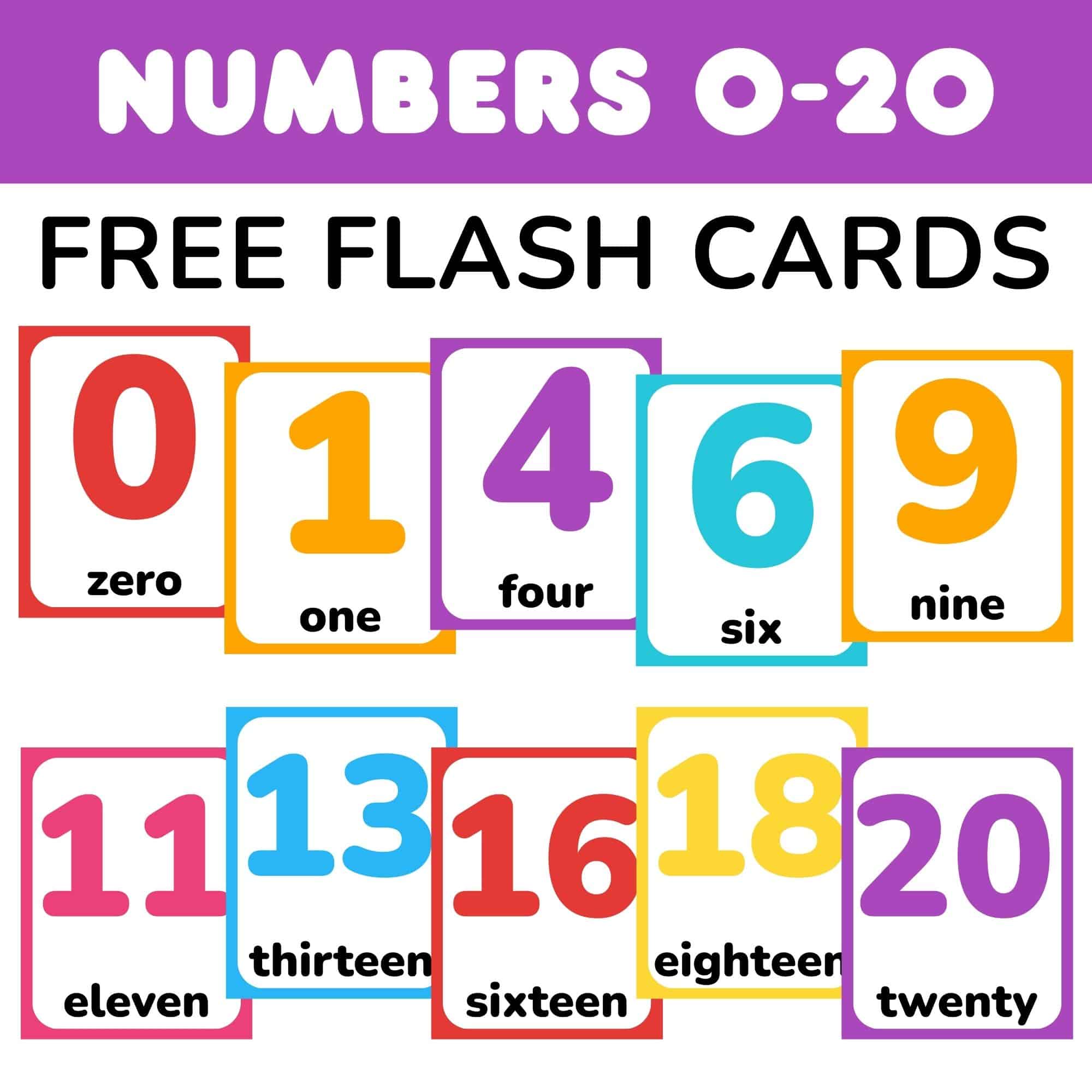 Free Printable Number Flashcards 0–10 with Words