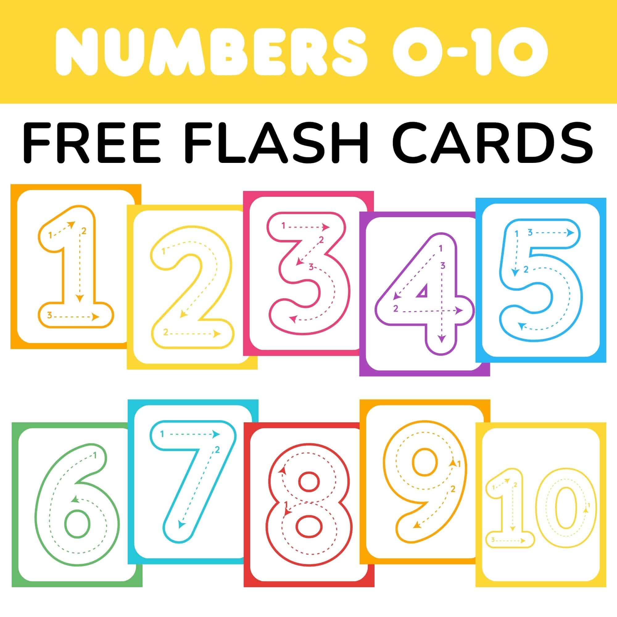 Free Printable Skip Counting Number Flashcards 0-100 by 10's