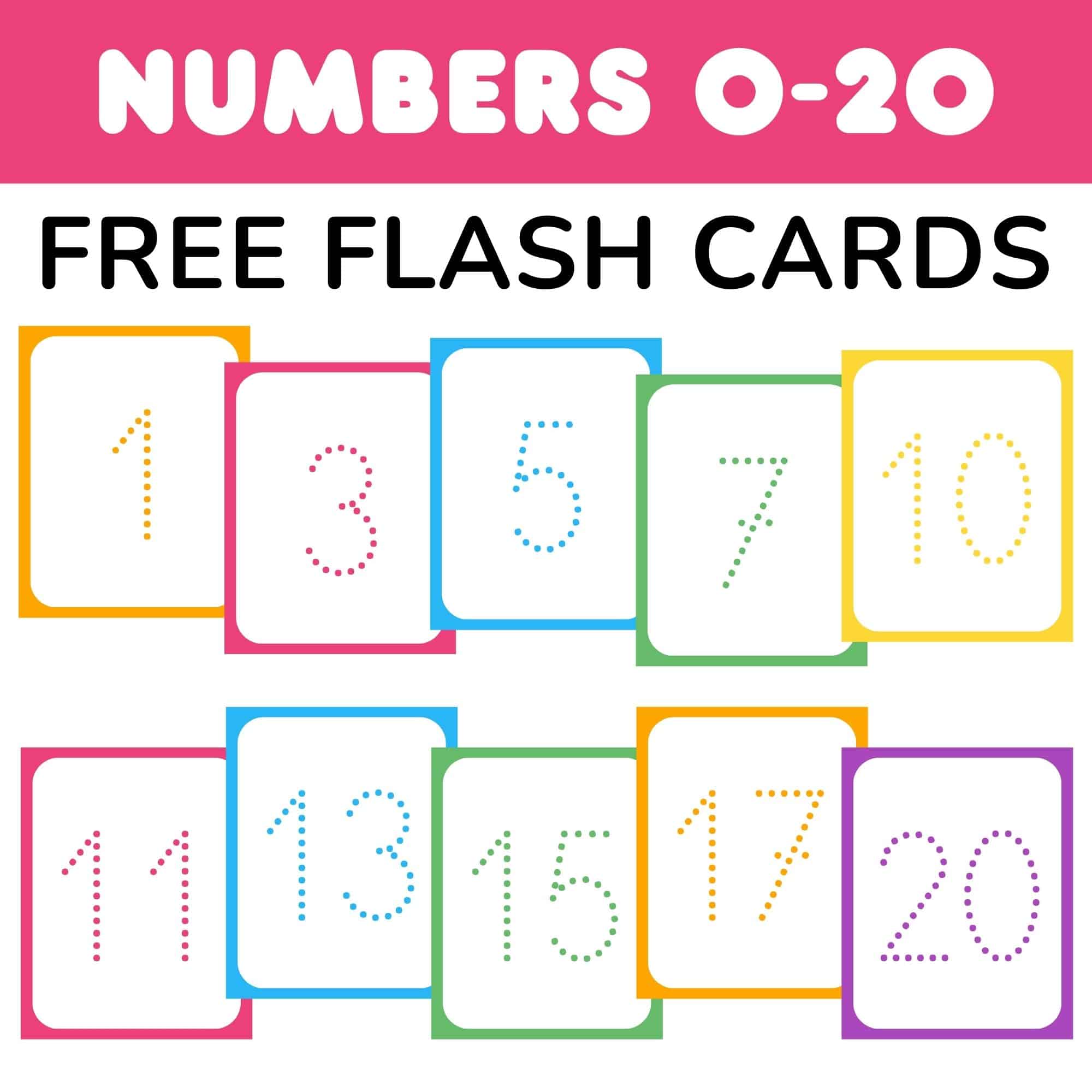 Free Printable Tracing Number Flashcards 0-20