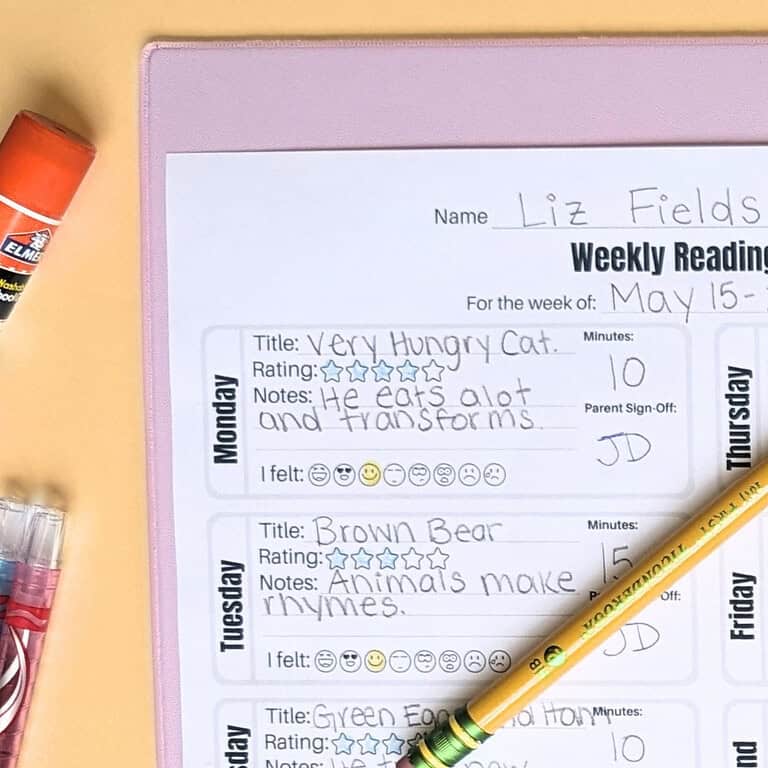 FREE Printable Weekly Reading Log for Students