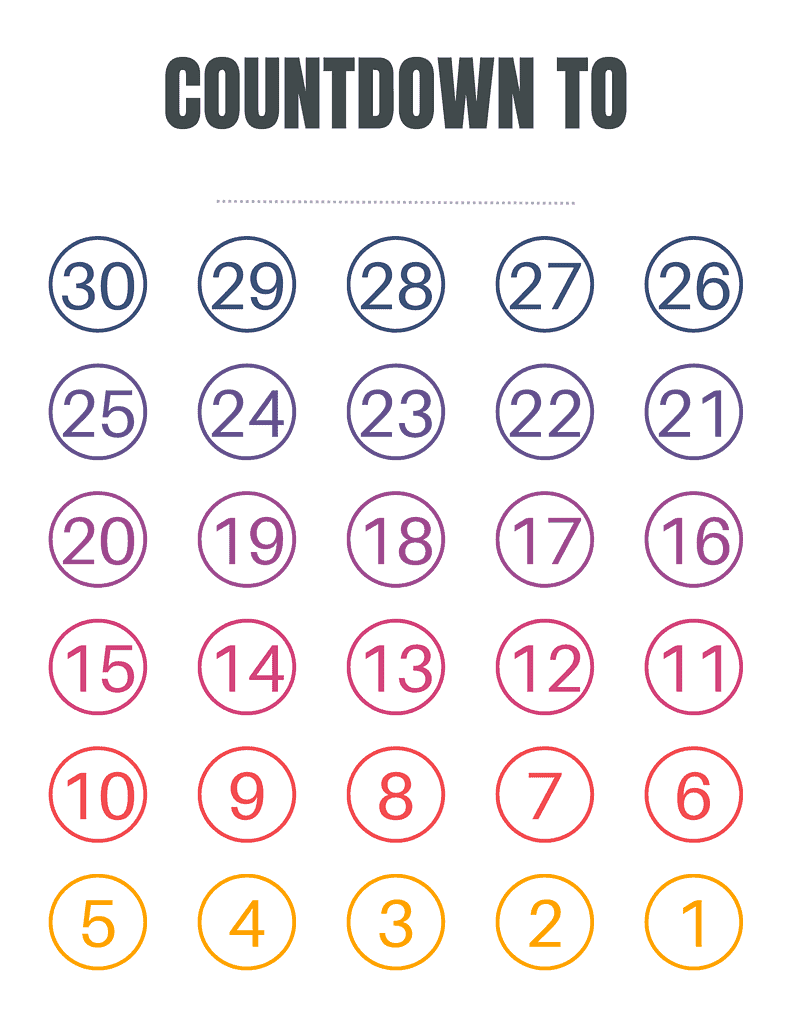 FREE Blank Countdown Calendar Printable