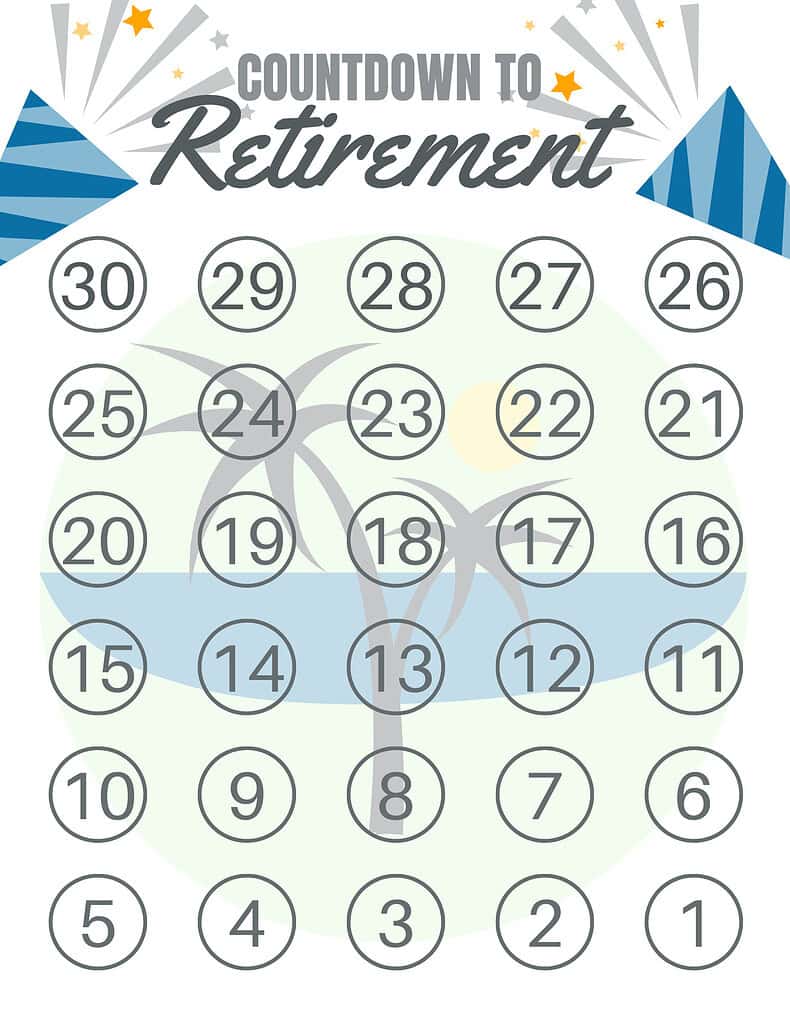 FREE Retirement Countdown Calendar Printable