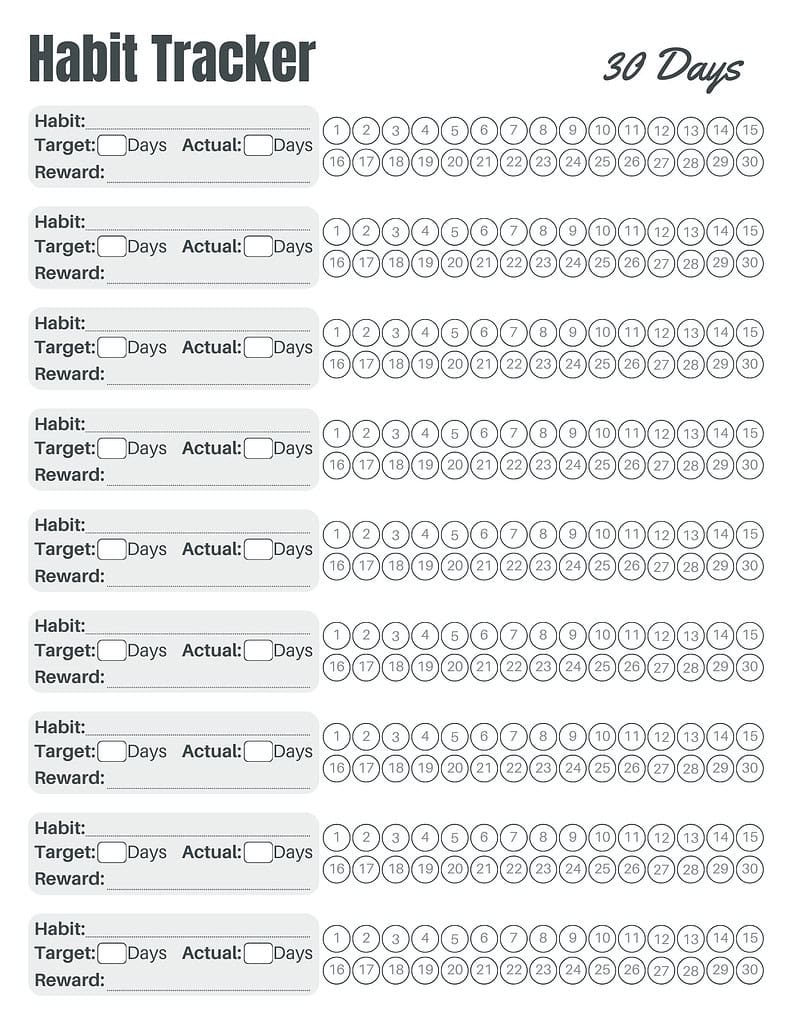 FREE 30 Day Habit Tracker Printable PDF
