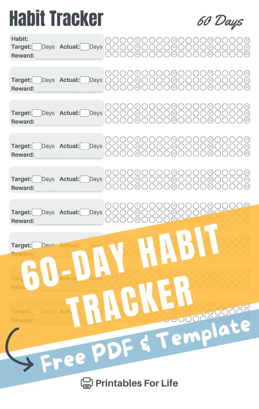 Printable 60-Day Habit Tracker FREE Download