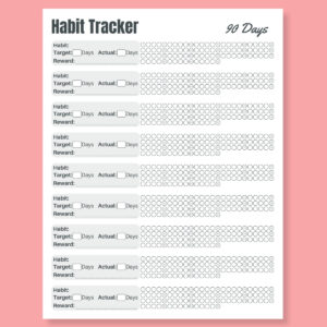 90 Day Habit Tracker Free Printable PDF and Canva Template