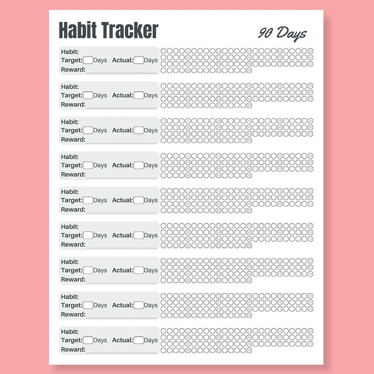 FREE 90-Day Habit Tracker Printable