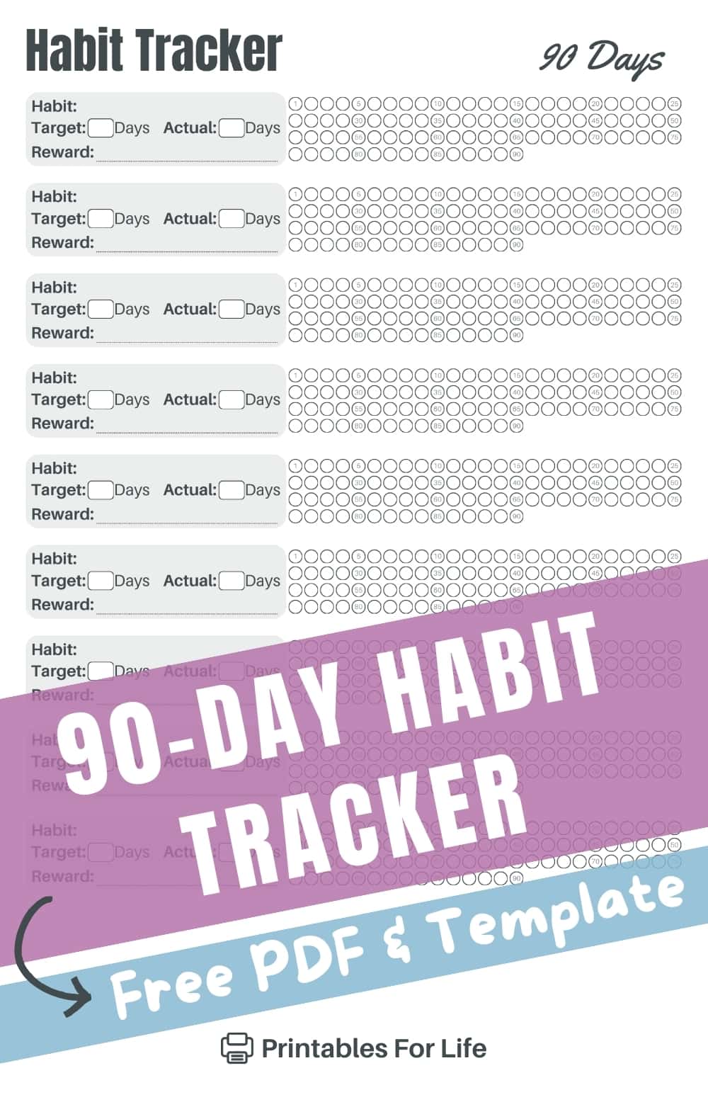 FREE 90-Day Habit Tracker Printable