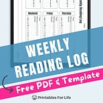 FREE Printable Weekly Reading Log for Students - Printables For Life