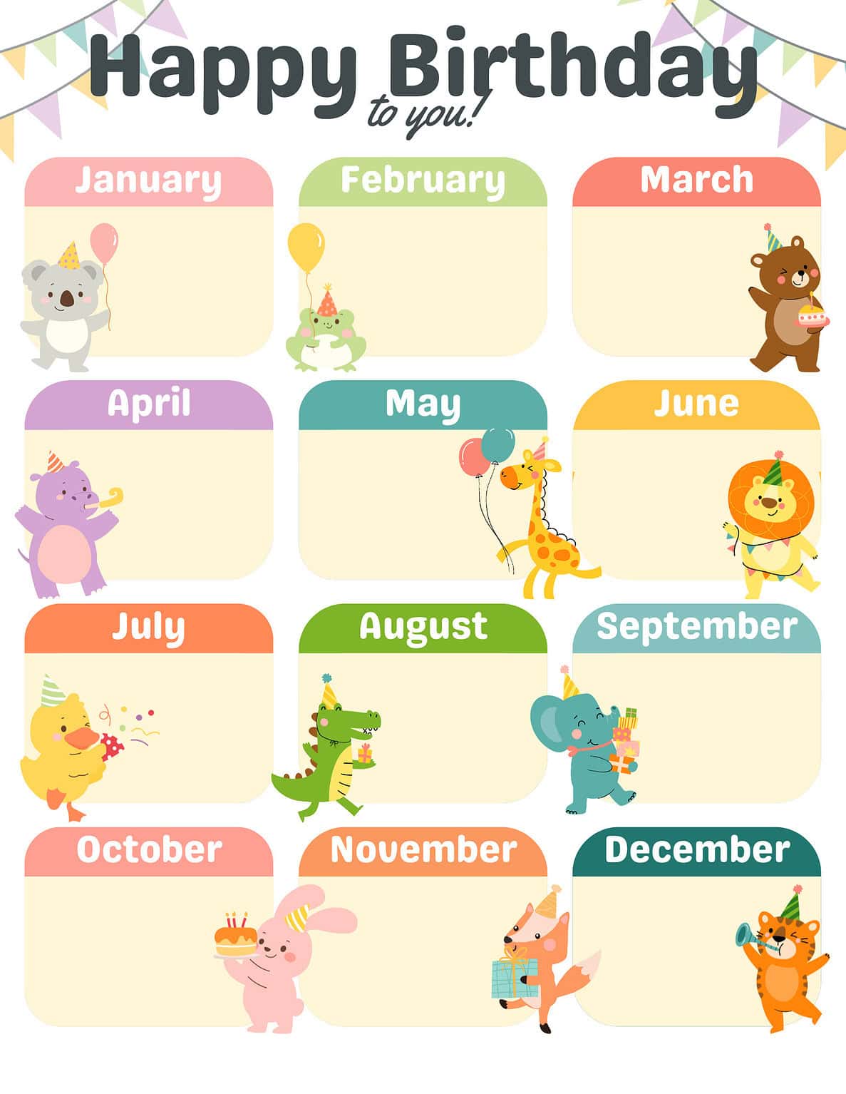 FREE Printable Birthday Tracker for Teachers