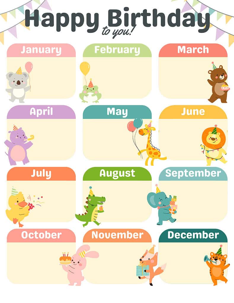 Birthday Tracker Free Printable for Classroom or Home