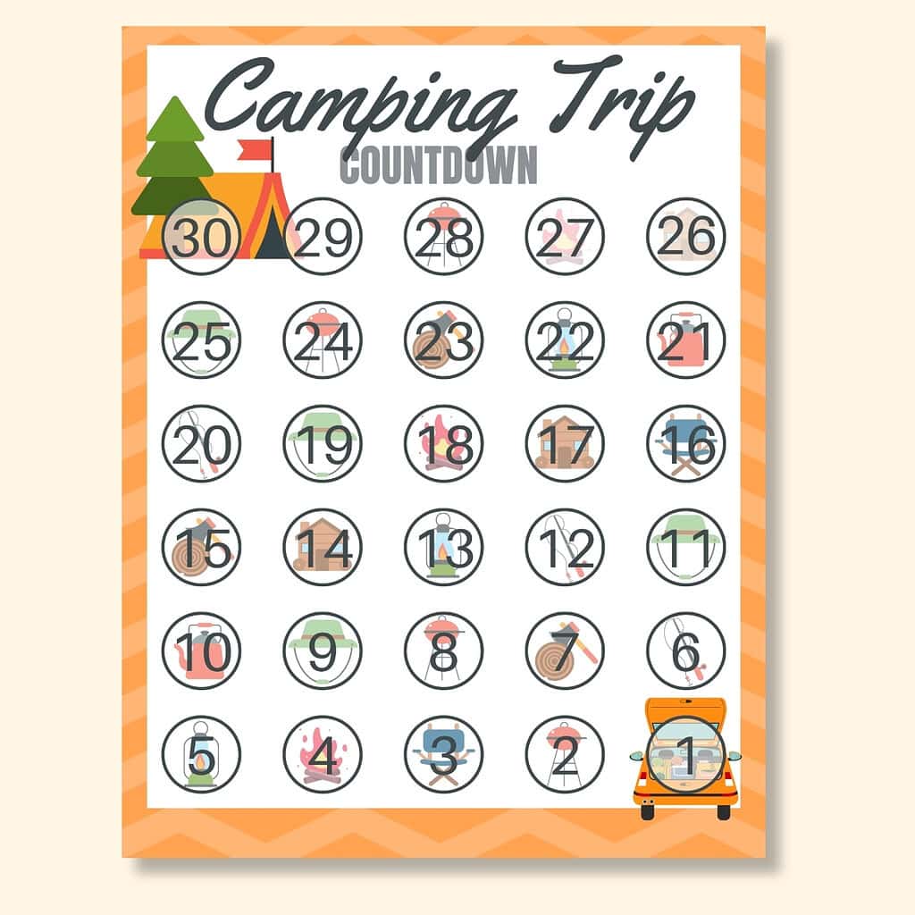 FREE Camping Countdown Calendar PDF