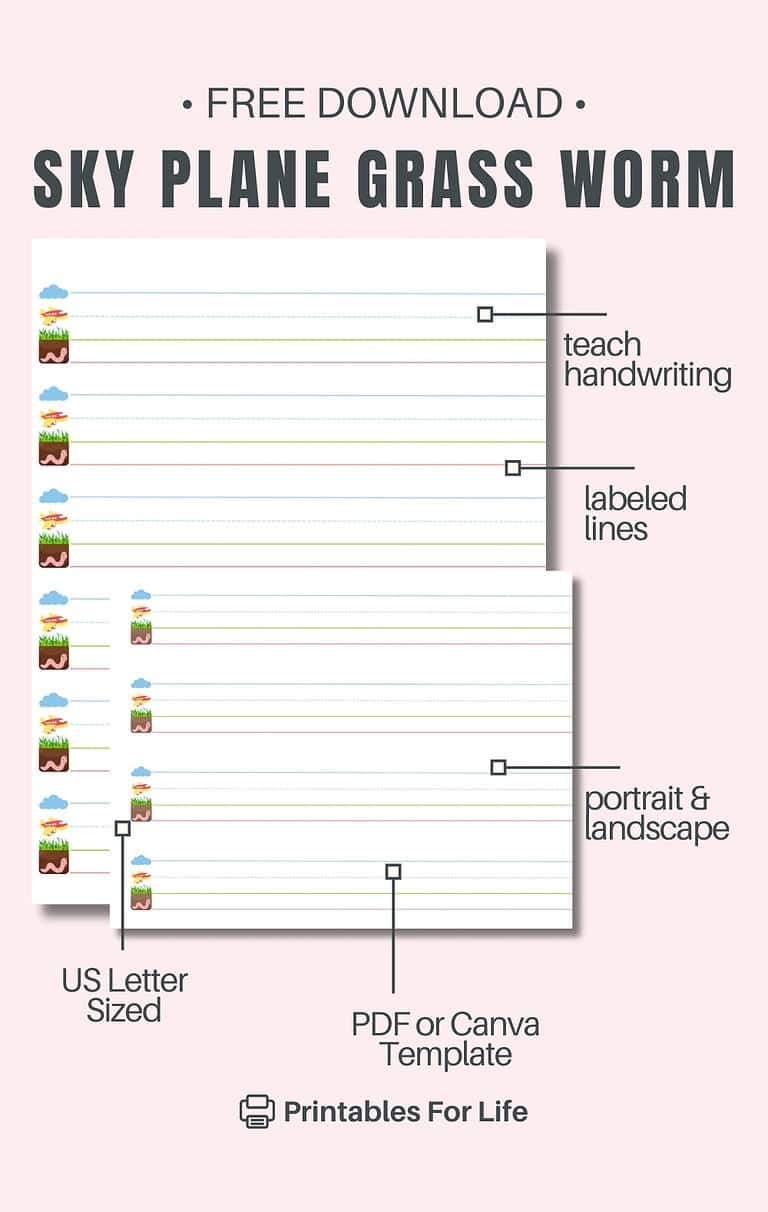 Sky Plane Grass Worm Paper [Free Printable]
