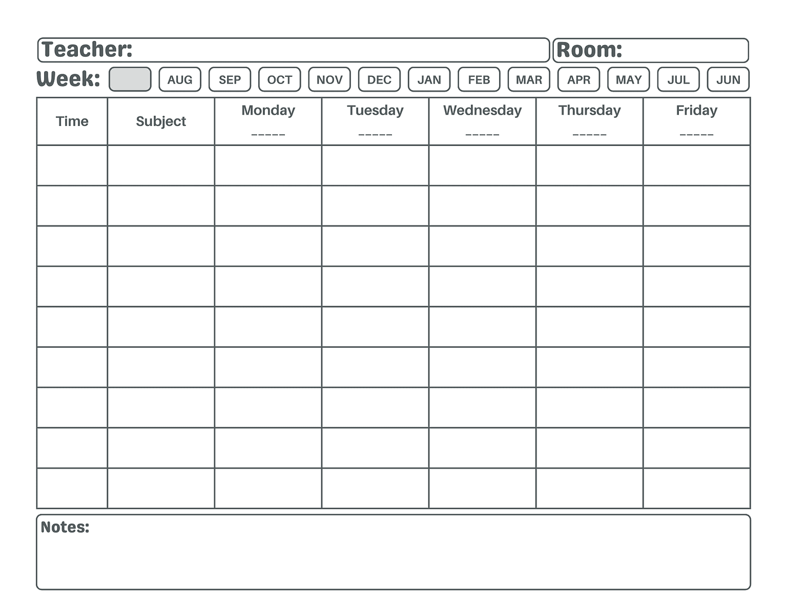 FREE Kingergarten Weekly Lesson Plan Template