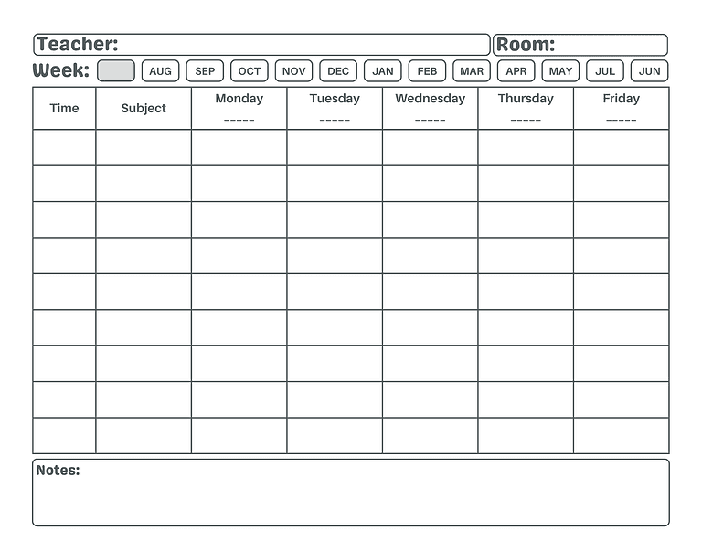 FREE Kingergarten Weekly Lesson Plan Template