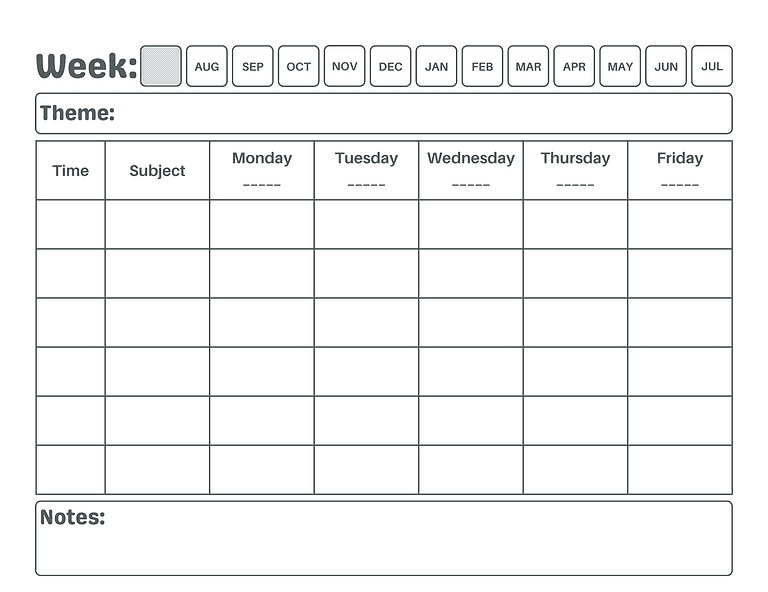 FREE Kingergarten Weekly Lesson Plan Template