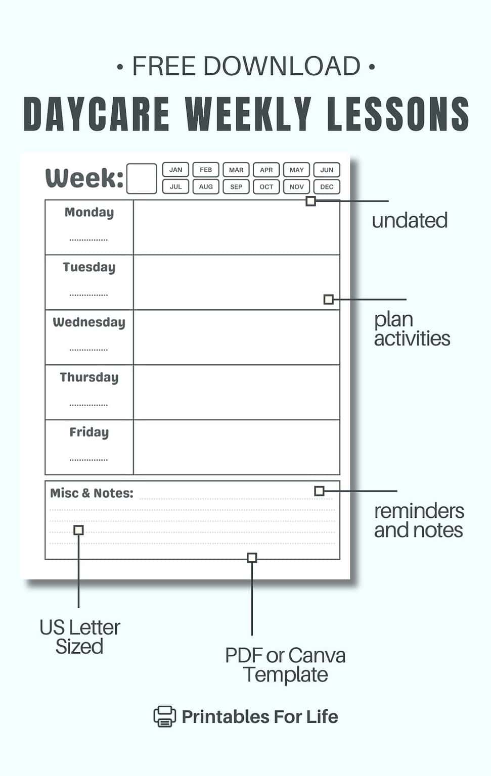 Free Daycare Lesson Plan Template