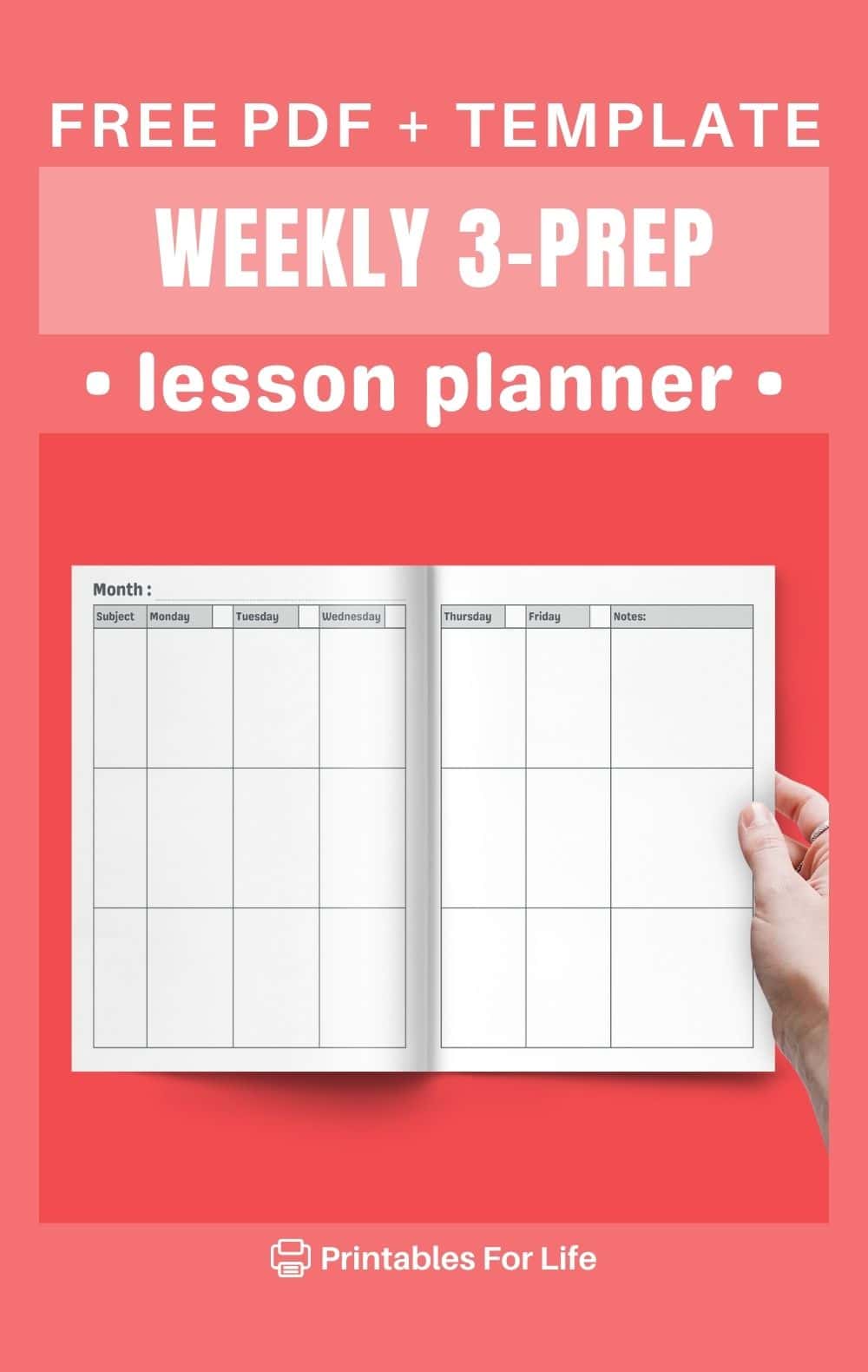Free 3-Subject Teacher Lesson Plan Template