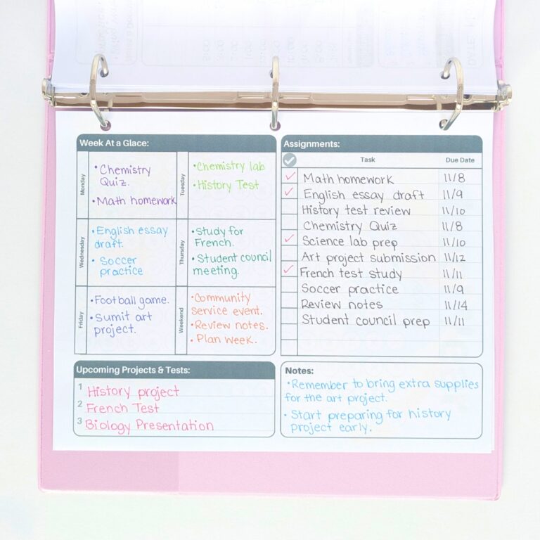 Student Homework Planner Free Printable: Weekly PDF & Template