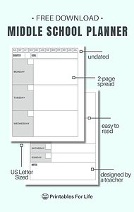 FREE Middle School Academic Planner