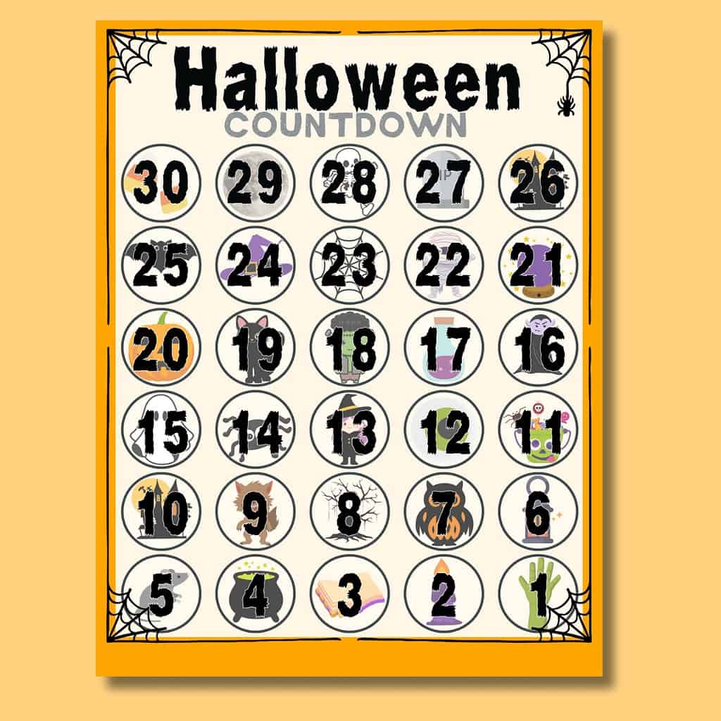 FREE Halloween Countdown Calendar Printable