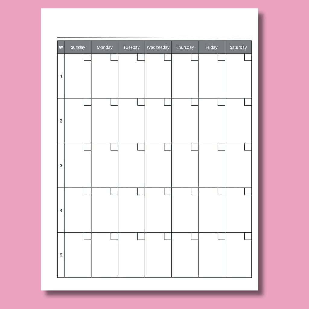 Free 5-Week Calendar Printable PDF