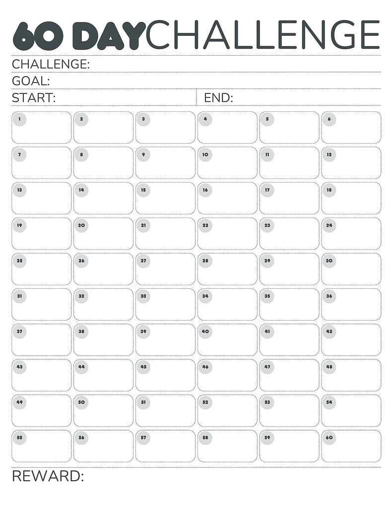 Free 60-Day Challenge Calendar PDF