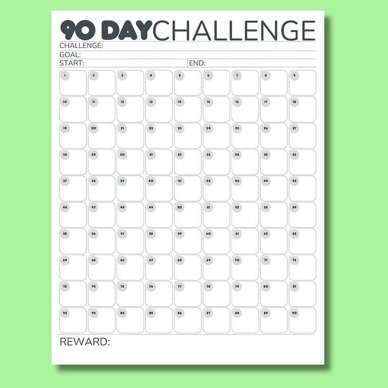 Free 90-Day Challenge Calendar