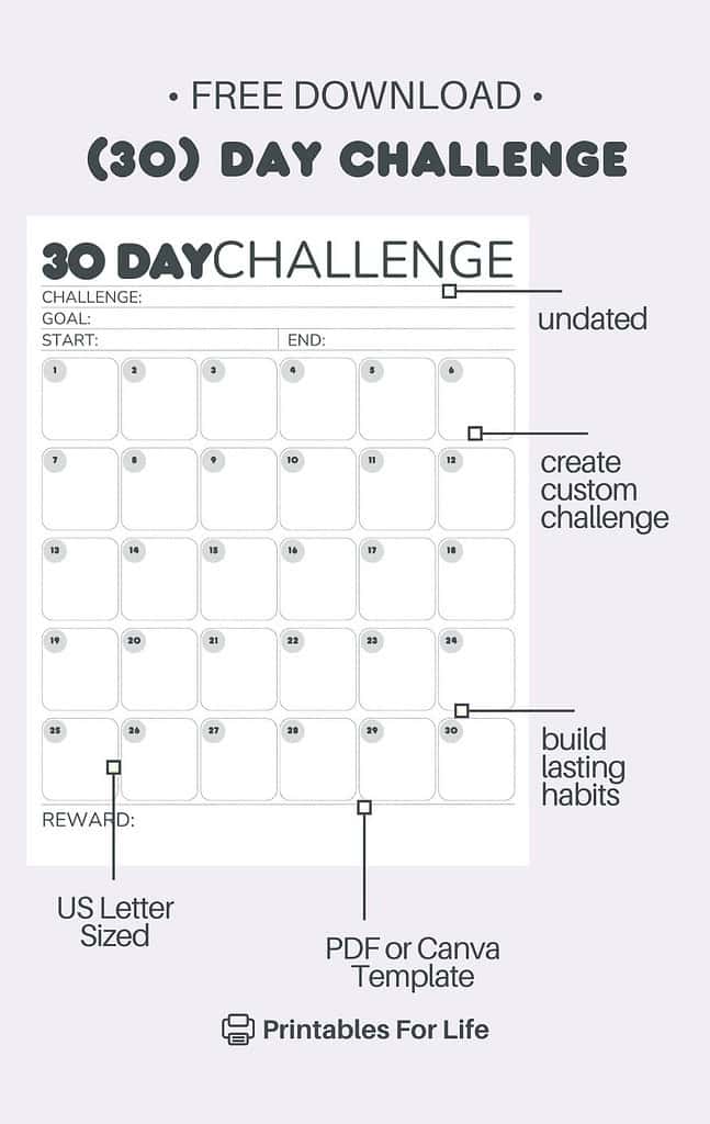 FREE 30-Day Challenge Calendar PDF