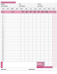 Free Printable Monthly Time Sheets