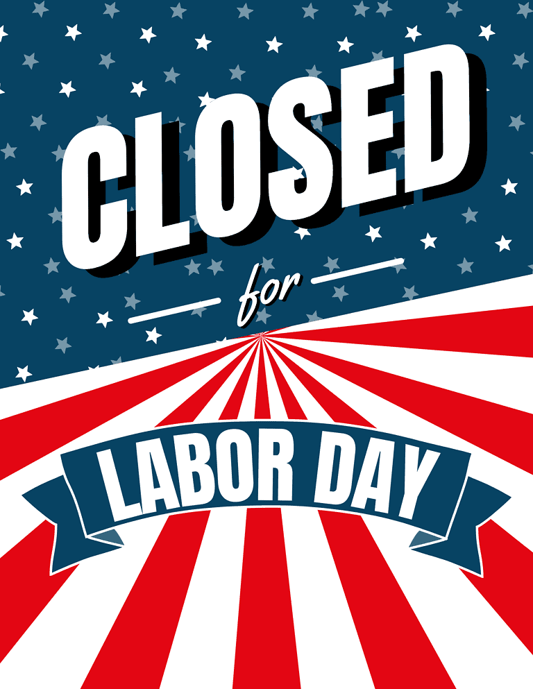 FREE Printable Labor Day Closed Sign Template