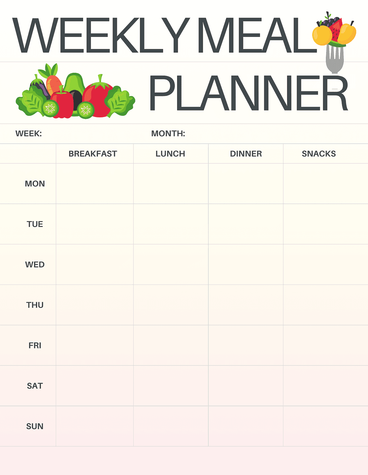 12 Weekly Meal Planner Templates | Printable Menu