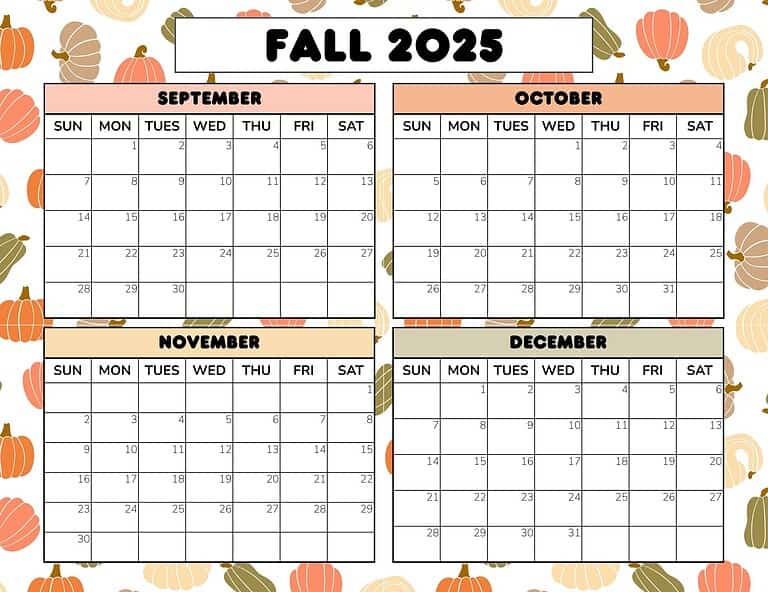 Free Fall Calendar Printable: 2025 & 2026 PDF