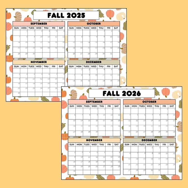 Free Fall Calendar Printable: 2025 & 2026 PDF