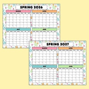 Free Spring Calendar Printable: 2026 & 2027 PDF