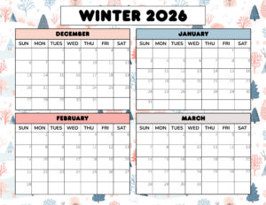 Free Winter Calendar Printable: 2025 & 2026 PDF