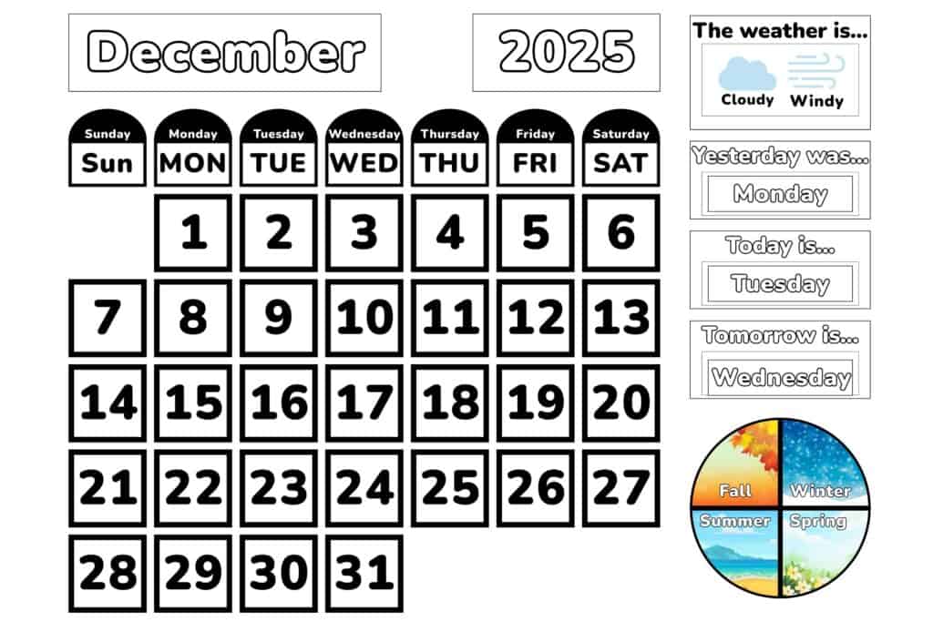 FREE Printable Classroom Calendar Kits