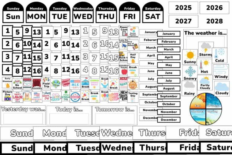 FREE Printable Classroom Calendar Kits