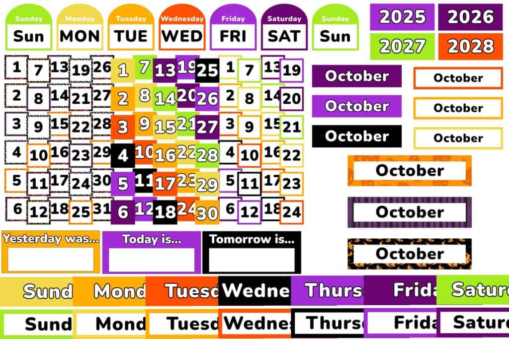 FREE Printable Classroom Calendar Kits