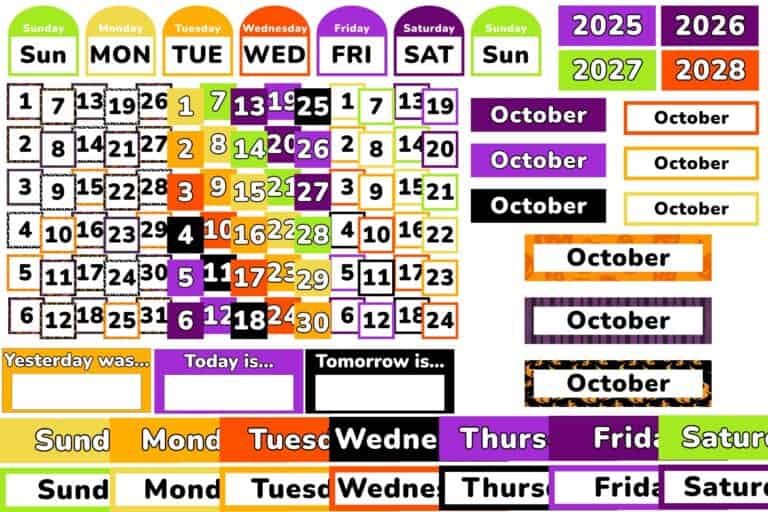 FREE Printable Classroom Calendar Kits