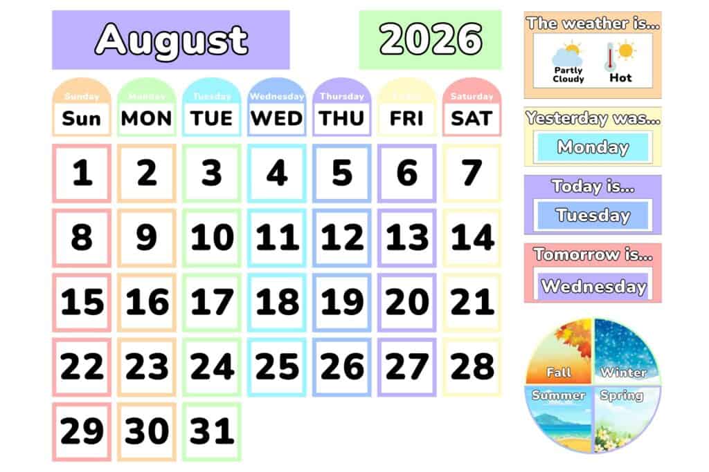 FREE Printable Classroom Calendar Kits