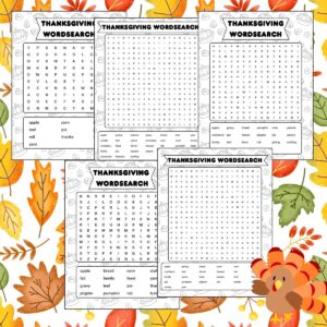 Free Printable Thanksgiving Word Search for Kids