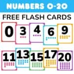 Free Printable Number Flashcards 0-20 with Words