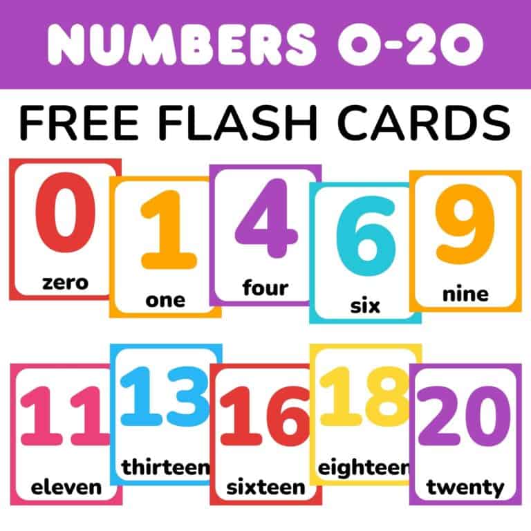 Free Printable Number Flashcards 0-100 with Words
