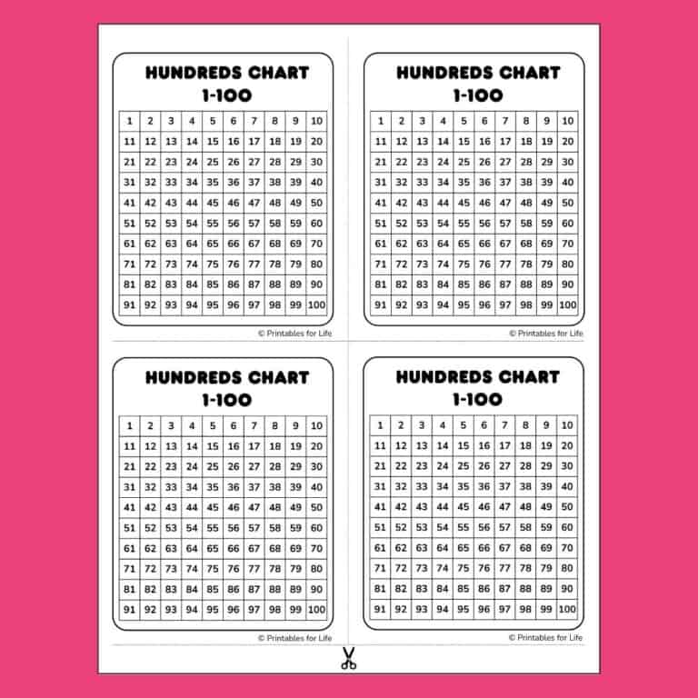 Free Printable Hundreds Charts PDFs for Teachers