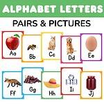 Free Alphabet Pairs Flashcards with Realistic Pictures