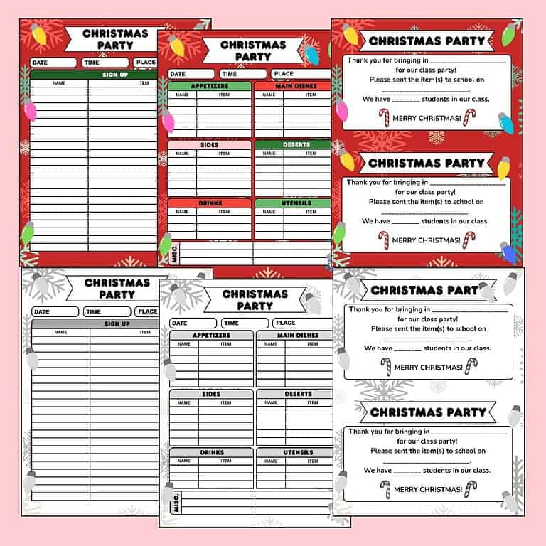 FREE Printable Christmas Potluck Sign Up Sheet PDF