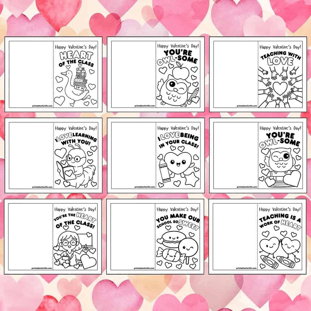 Printable Teacher Valentines for a Sweet Classroom Gift