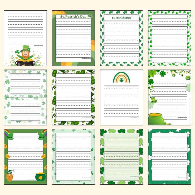 Free St. Patrick's Day Handwriting Paper for Kindergarten